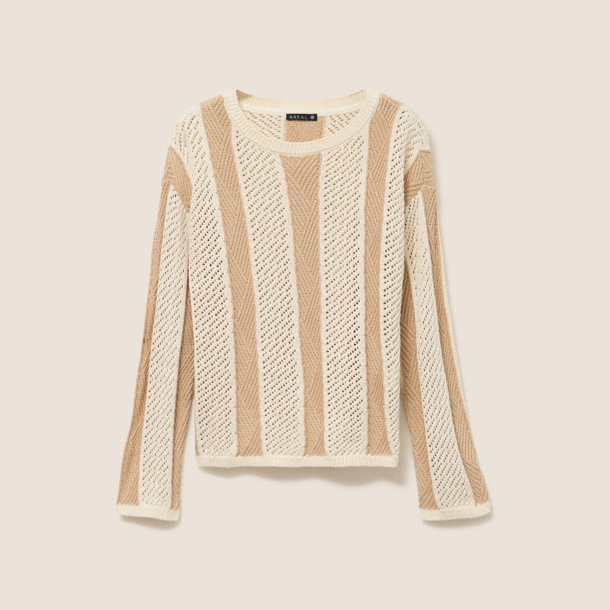 Pull col rond manches longues marron femme | Bréal