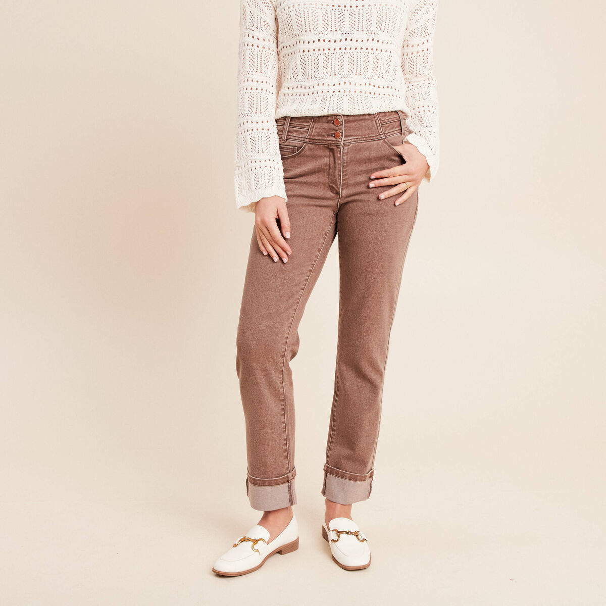 Jean standard marron clair femme | Bréal