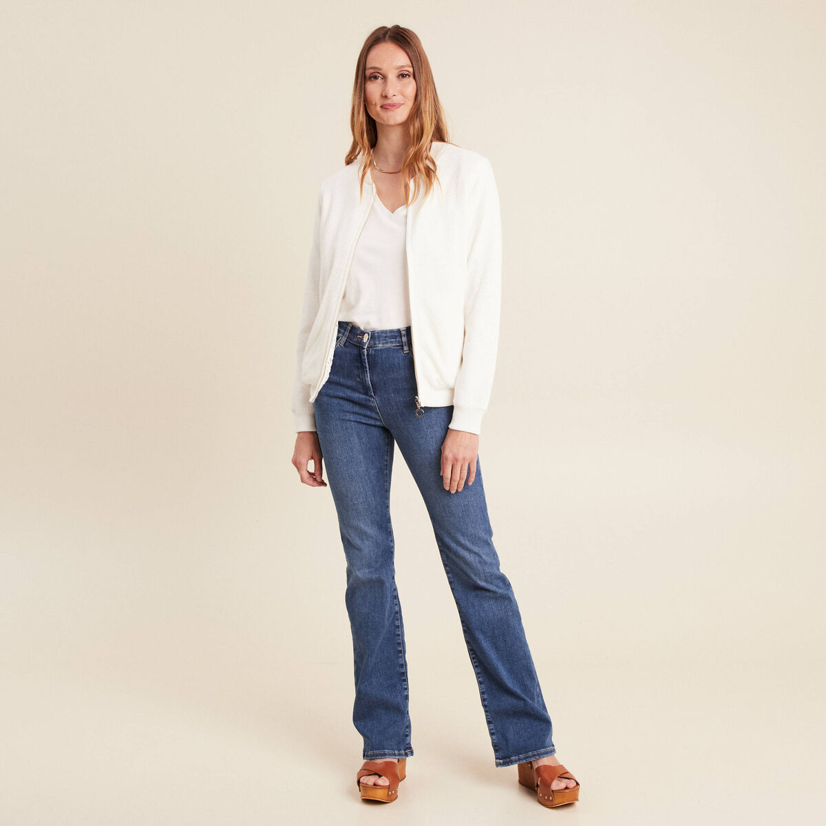 Gilet réversible brodée ecru femme | Bréal