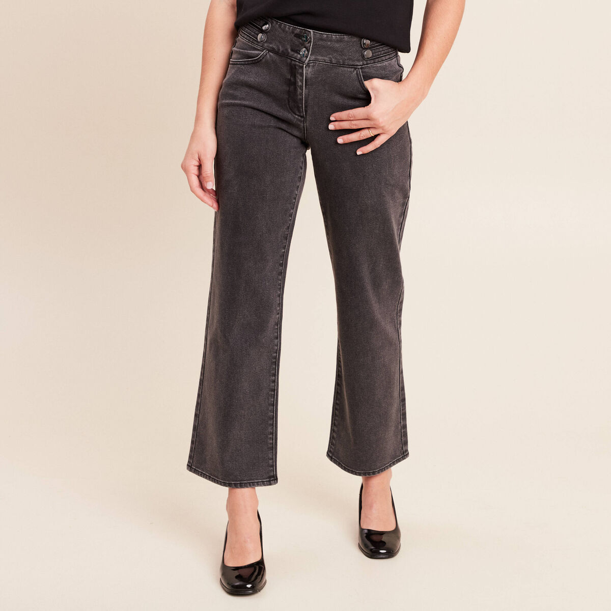 Jean large 7/8ème denim gris femme | Bréal