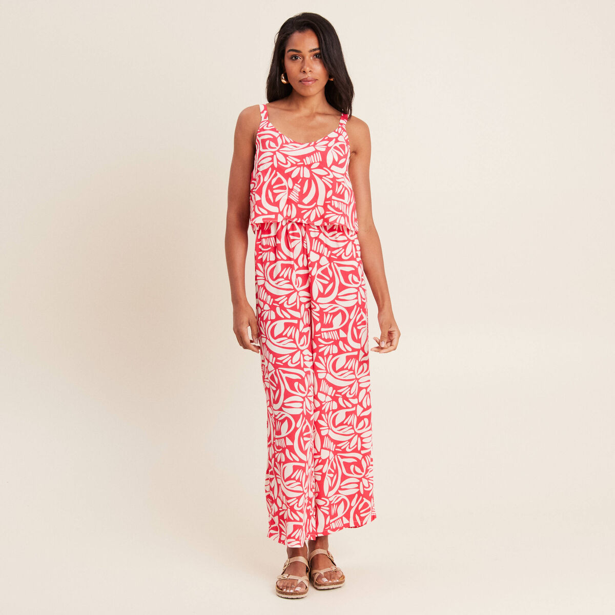 Combinaison pantalon ample rouge femme | Bréal