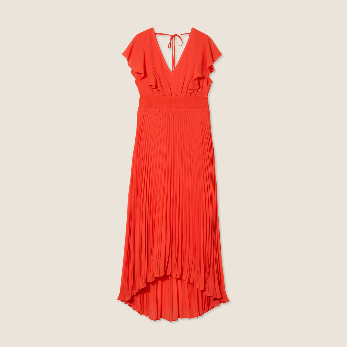 Robe longue évasée à volants orange foncé femme | Bréal