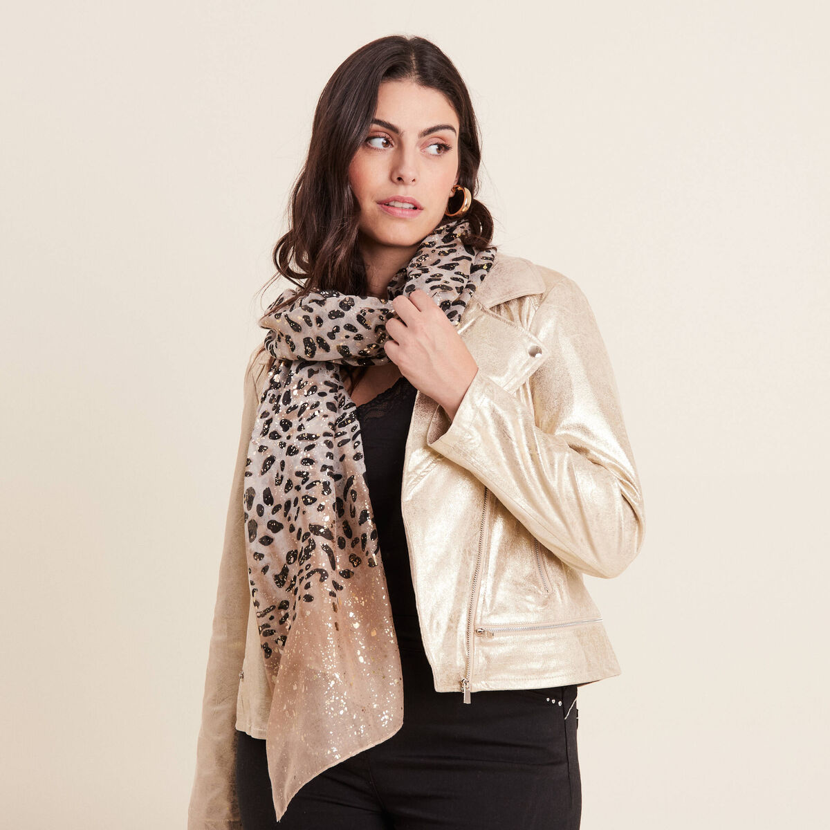 Foulard fin avec brillance ecru femme | Bréal