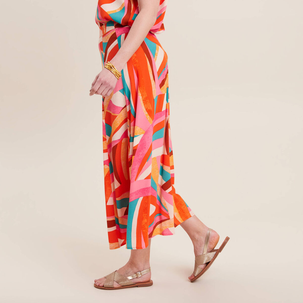 Jupe longue évasée multicolore femme | Bréal