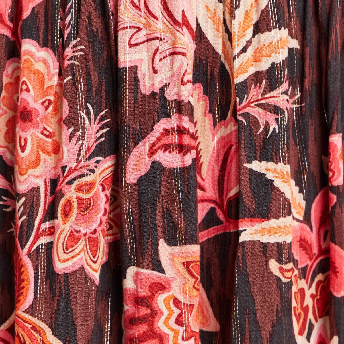 Robe courte évasée col v manches longues marron femme | Bréal
