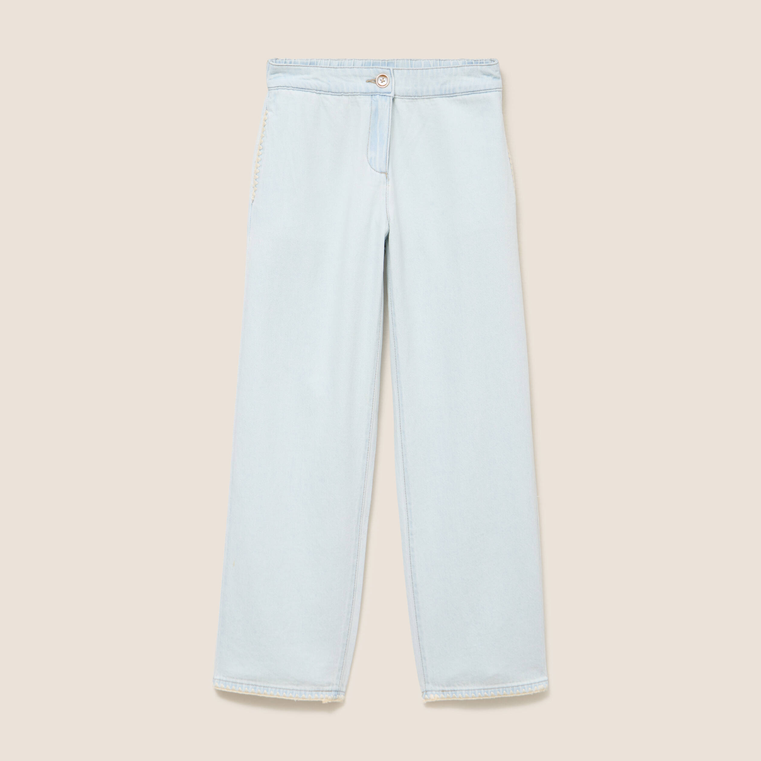 Jean large en coton denim bleach femme | Bréal