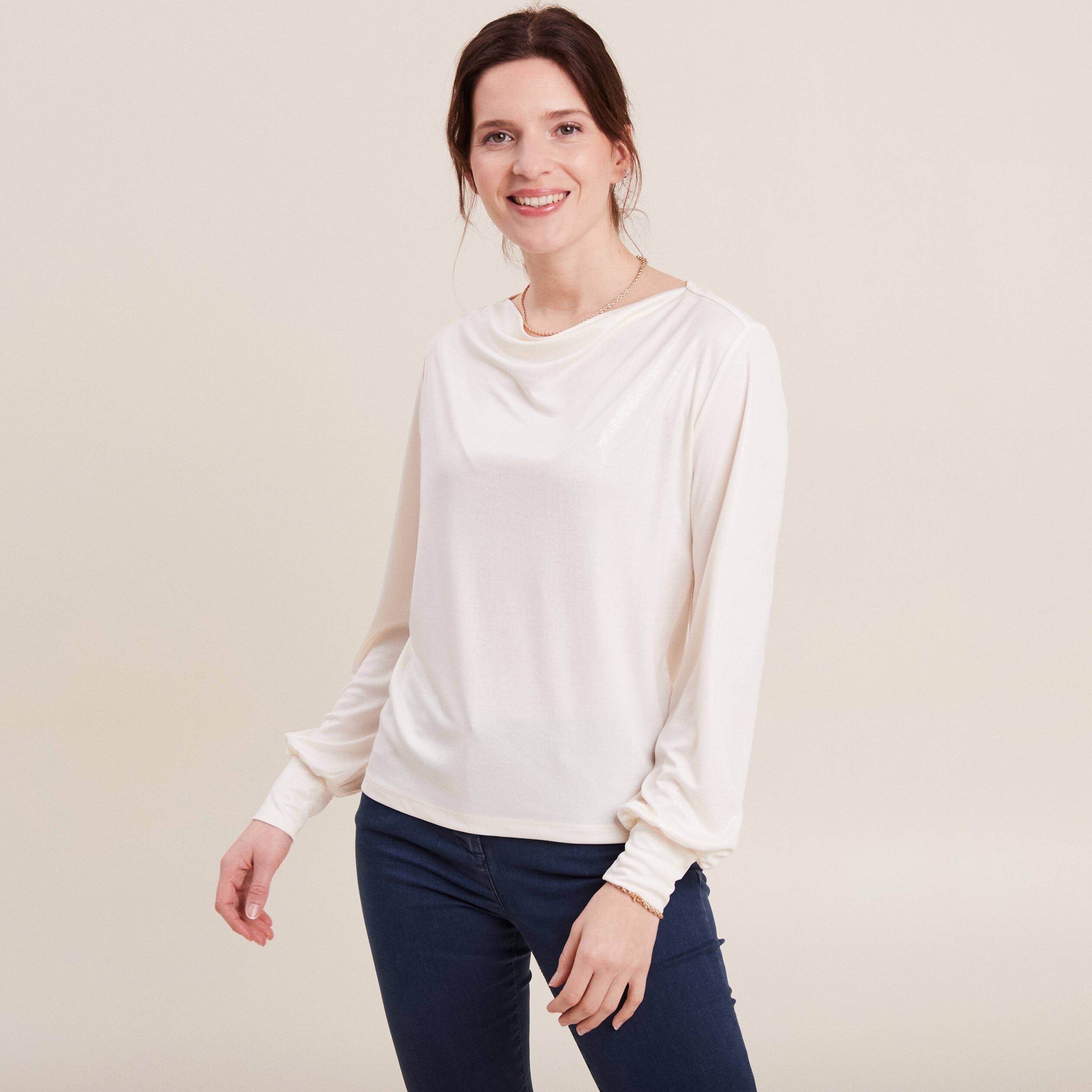 T-shirt manches longues ecru femme | Bréal
