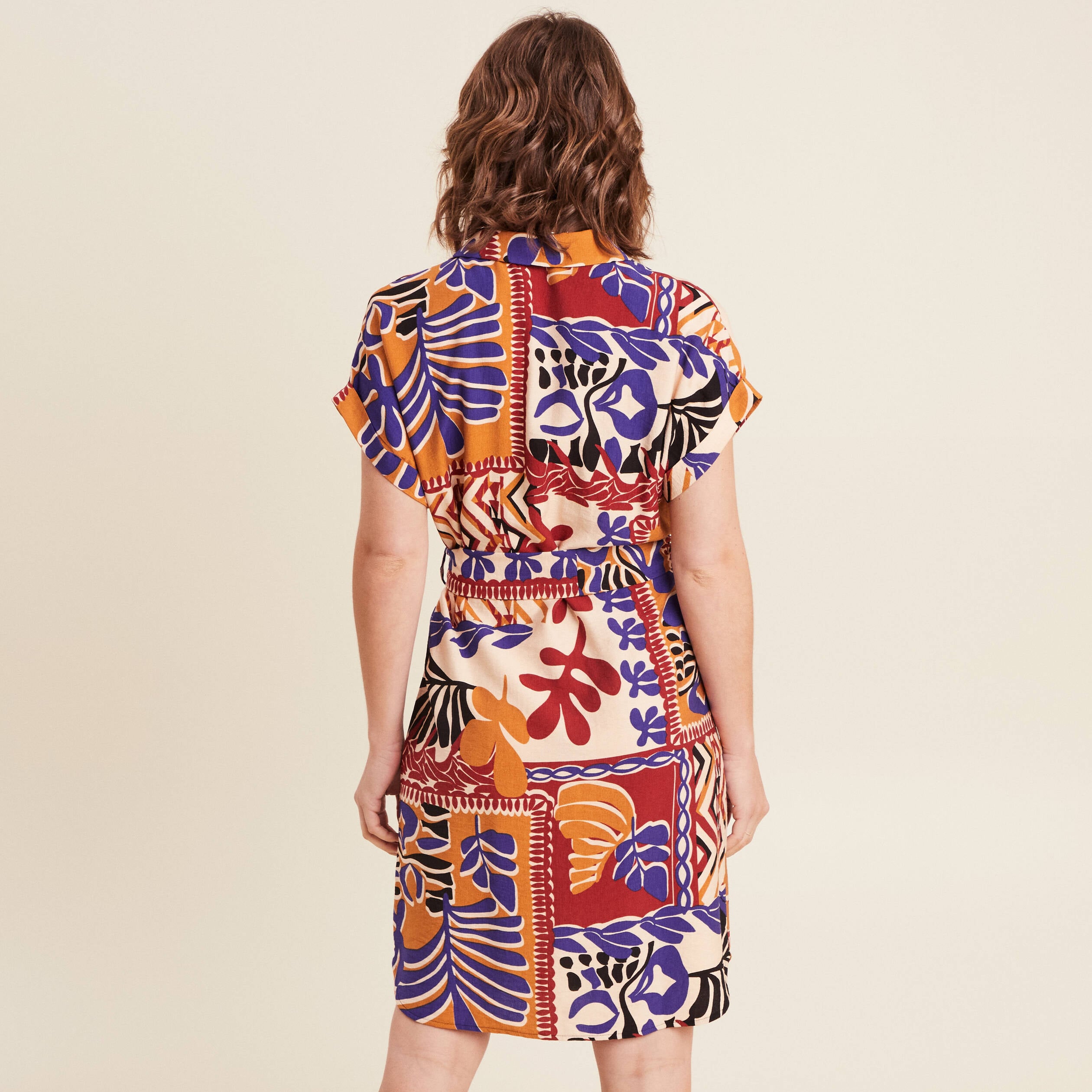 Robe courte manches courtes multicolore femme | Bréal