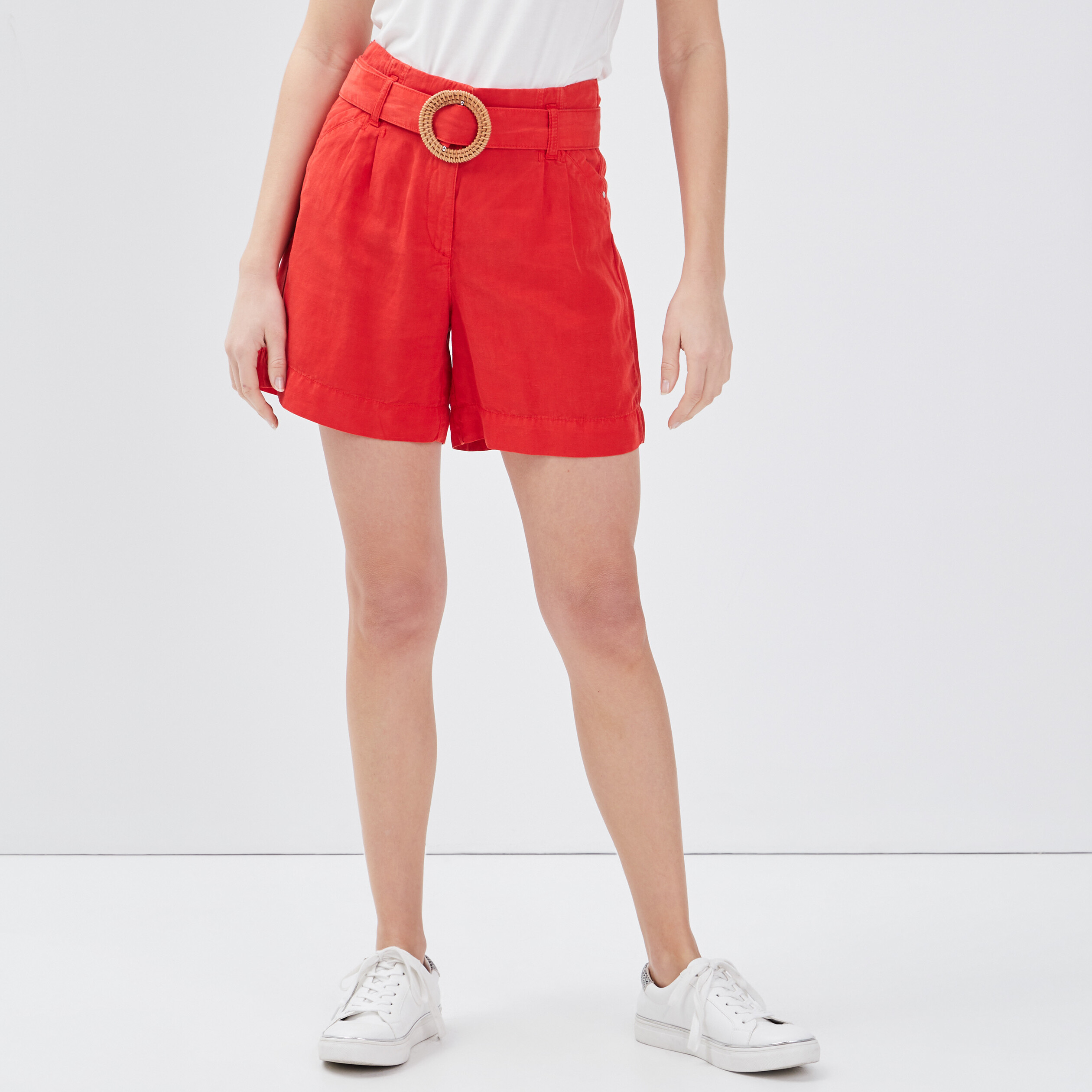 Short évasé taille haute rouge femme | Bréal