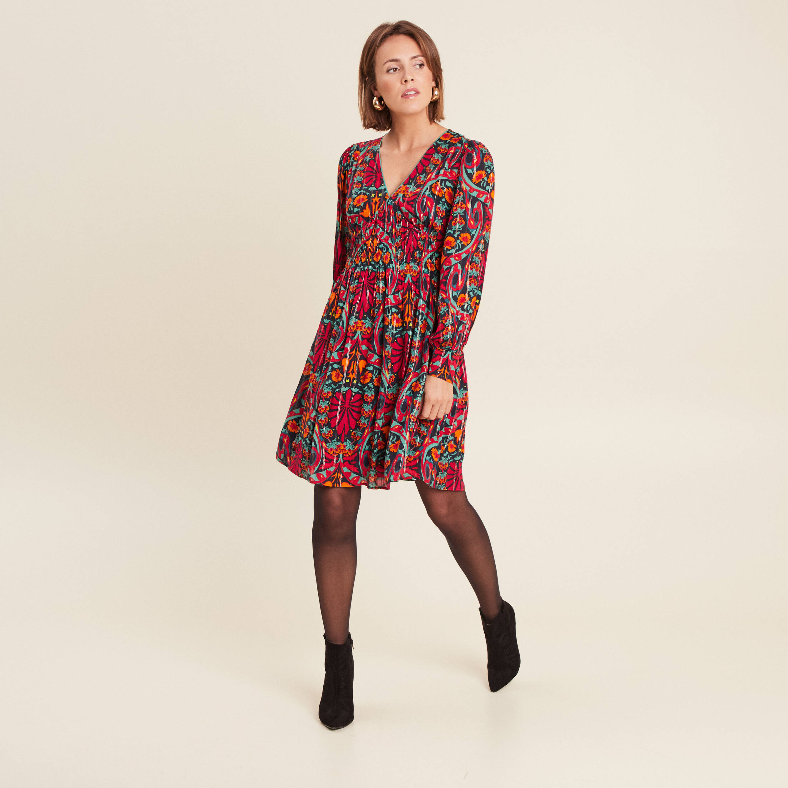 Robe évasée fluide bleu marine femme | Bréal