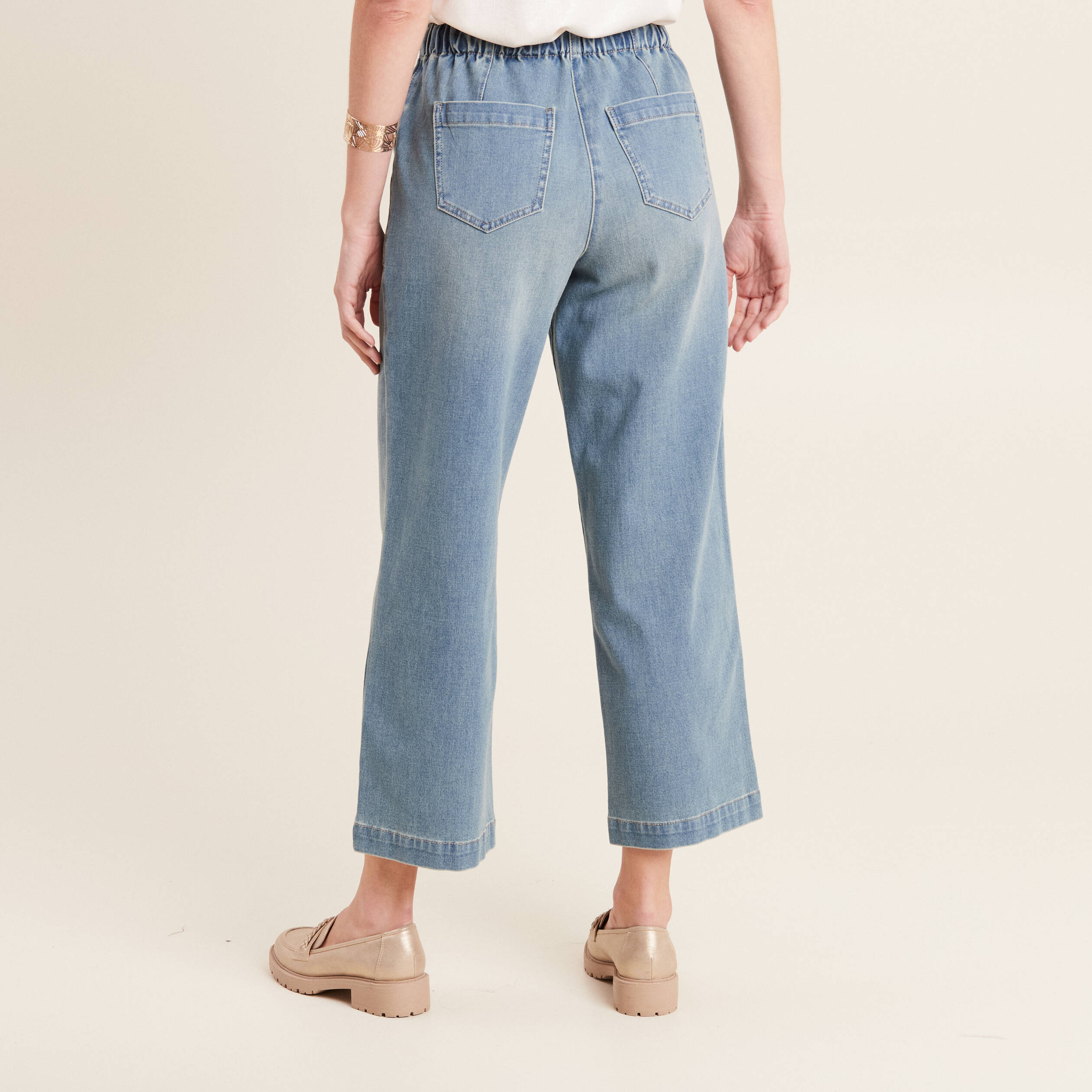 Jean large taille haute denim double stone femme | Bréal