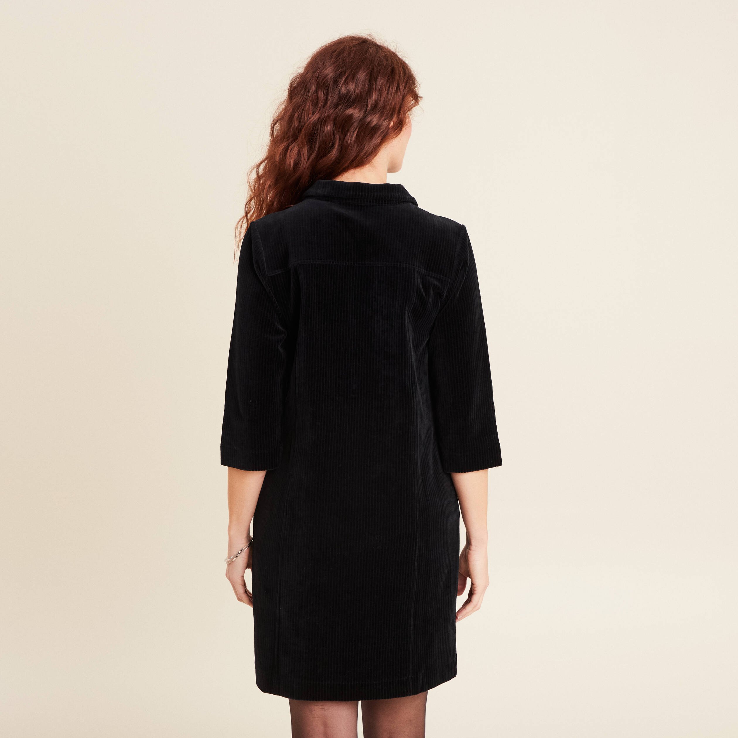 Robe droite velours noir femme | Bréal