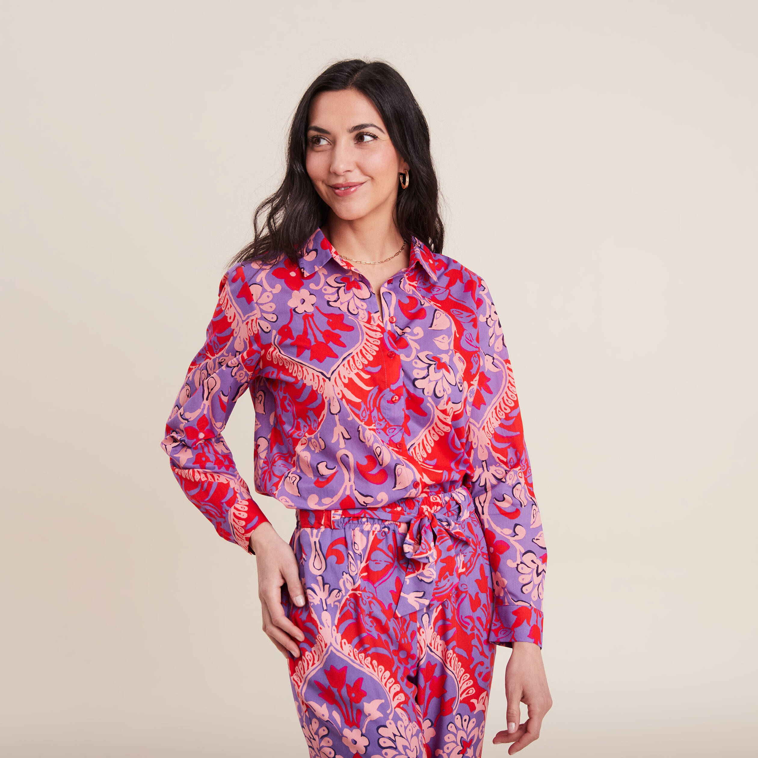 Chemise manches longues rouge femme | Bréal