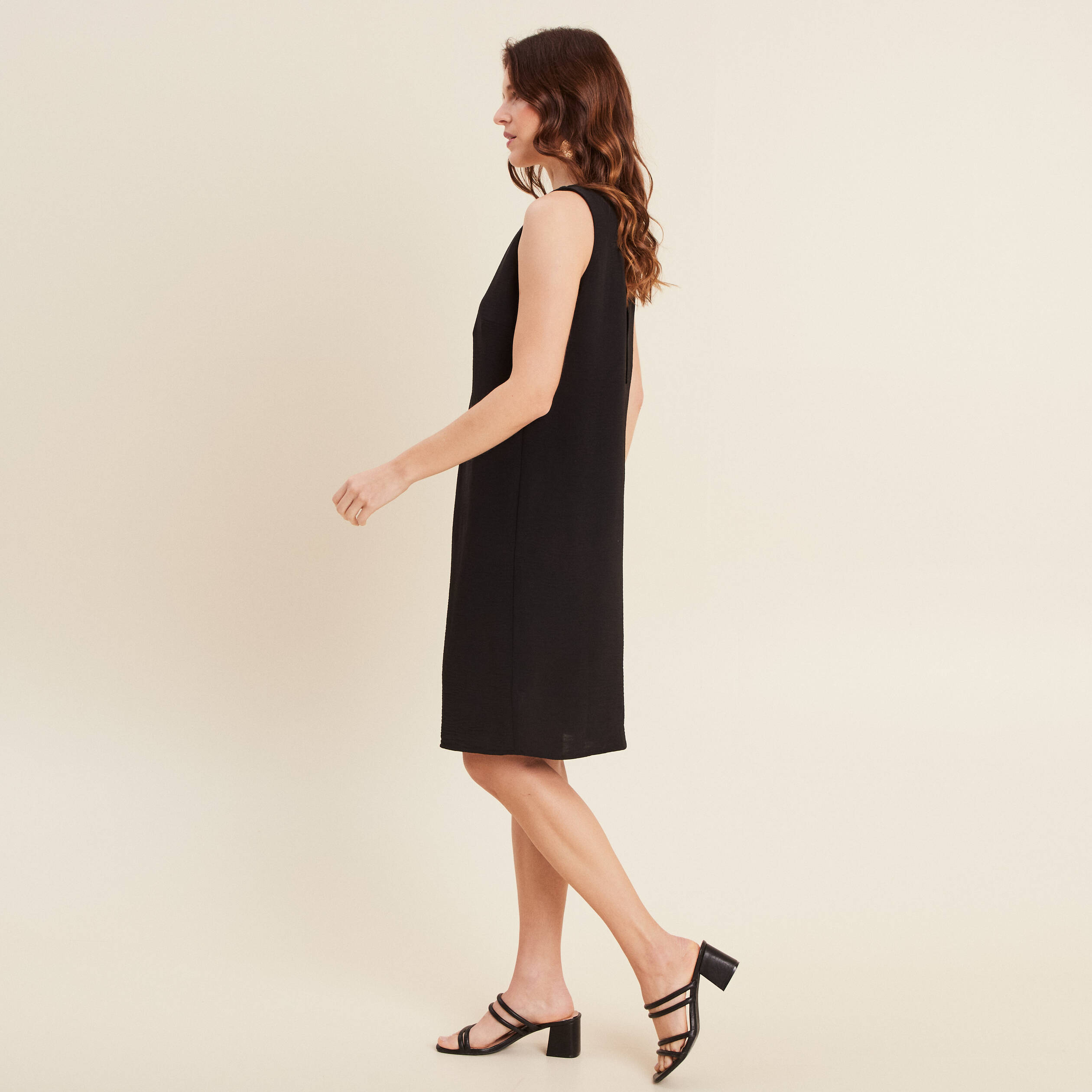 Robe fluide manches courtes noir femme | Bréal
