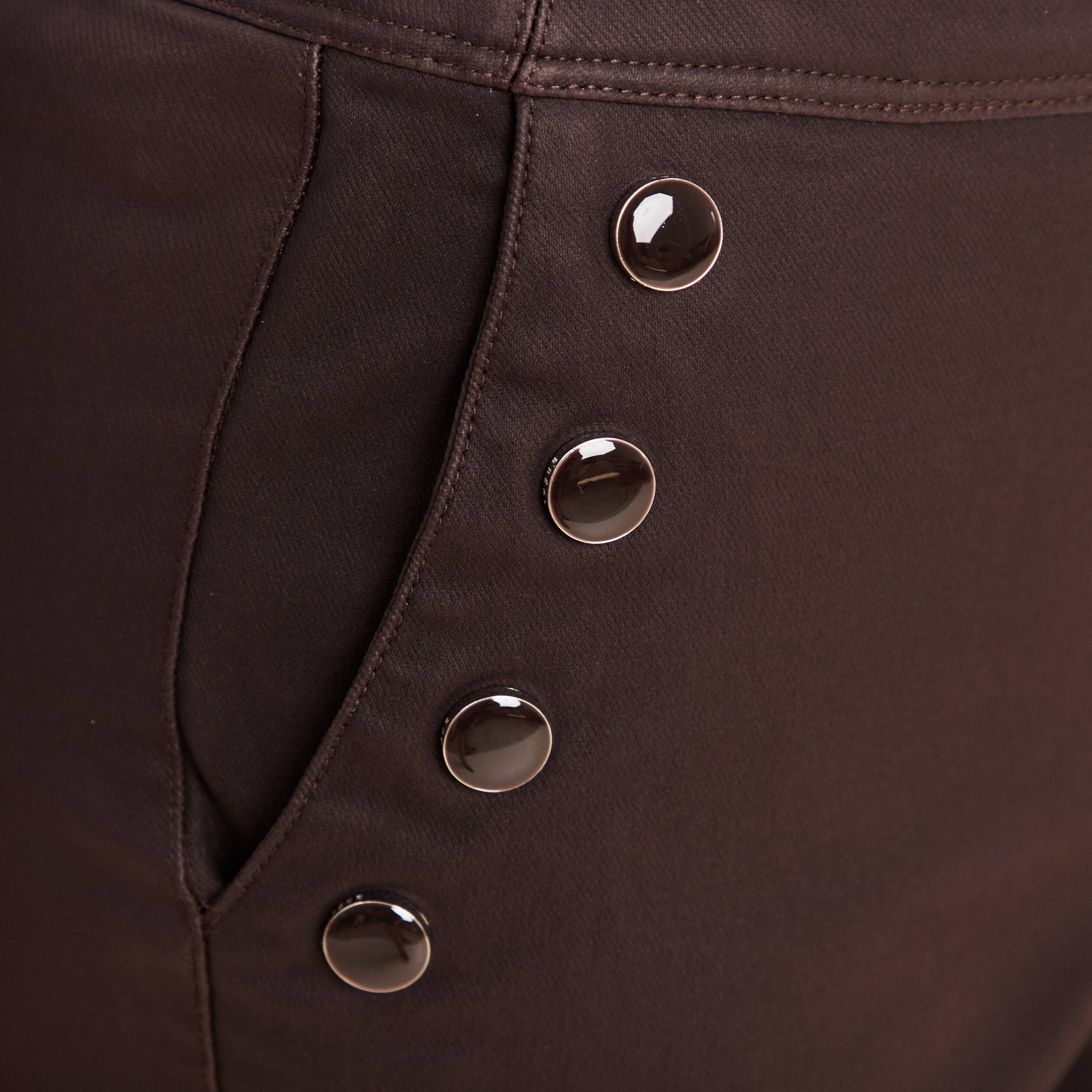 Pantalon bootcut enduit taille haute marron foncé femme | Bréal