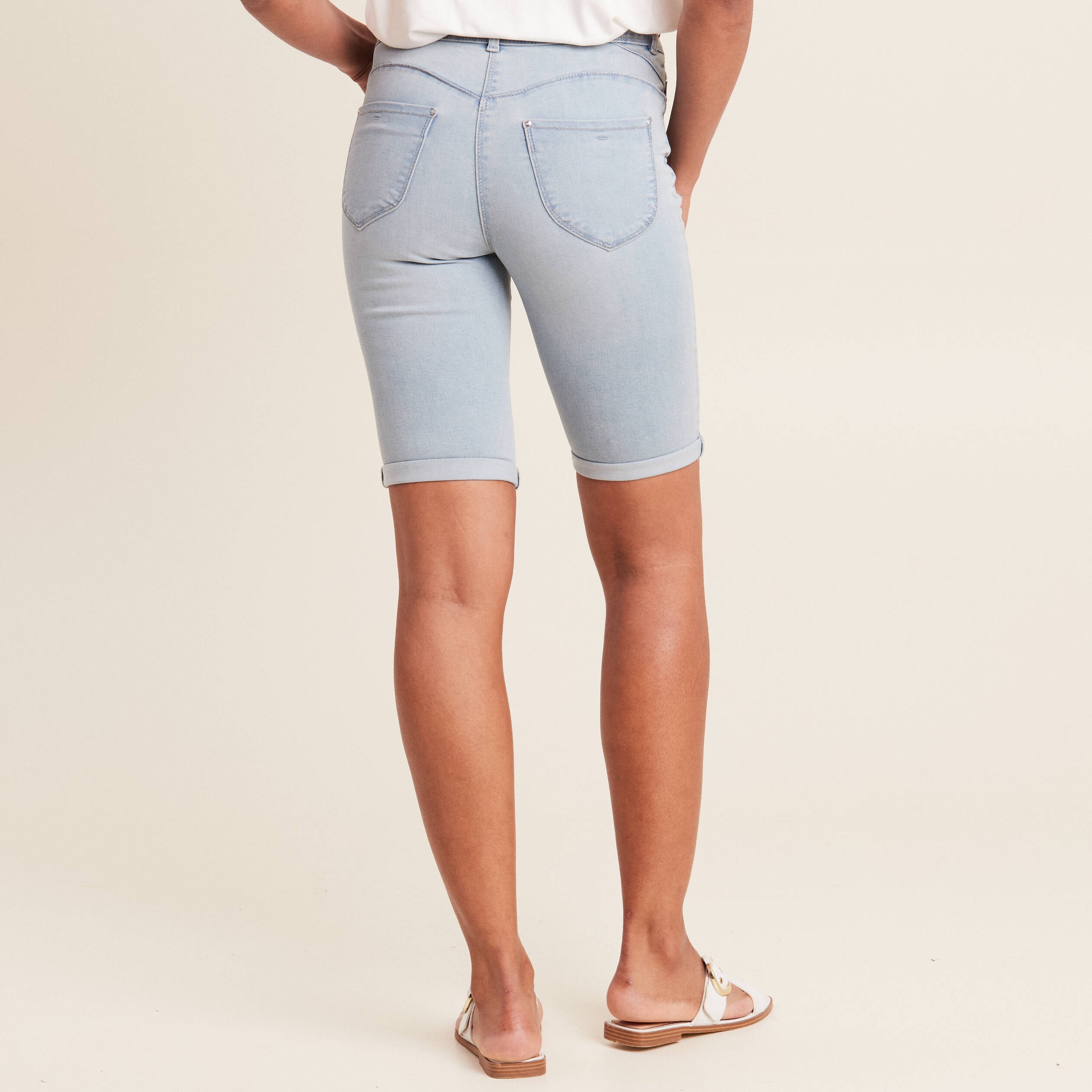 Bermuda ajusté en jean denim double stone femme | Bréal