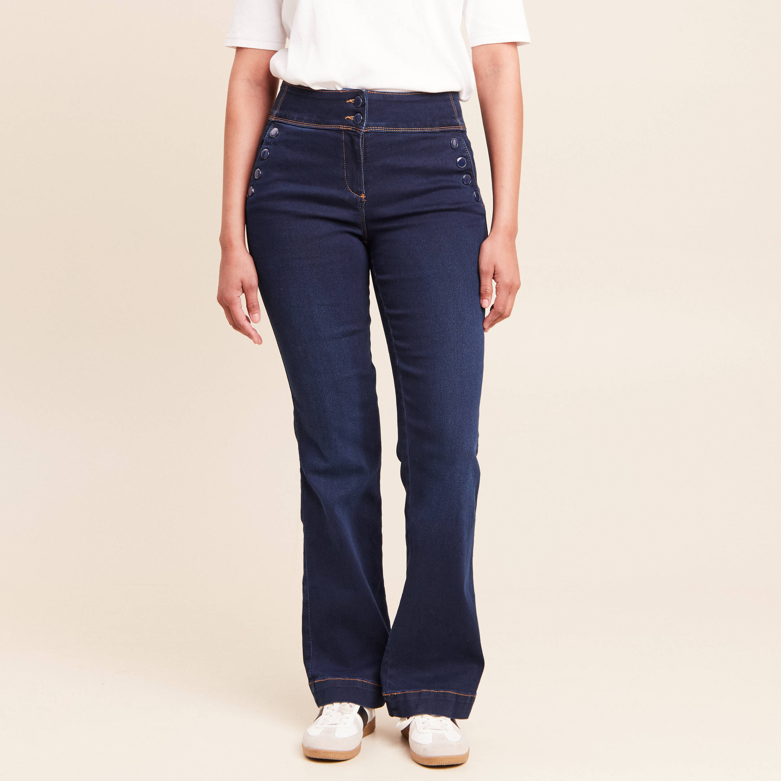 Jean bootcut taille haute denim brut femme | Bréal