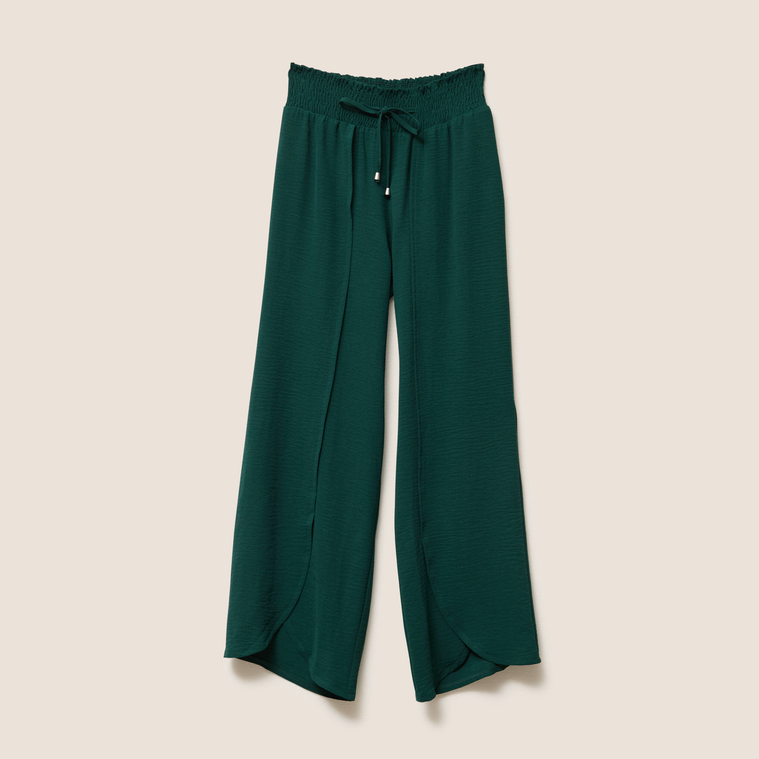 pantalon large taille haute vert foncé femme | Bréal