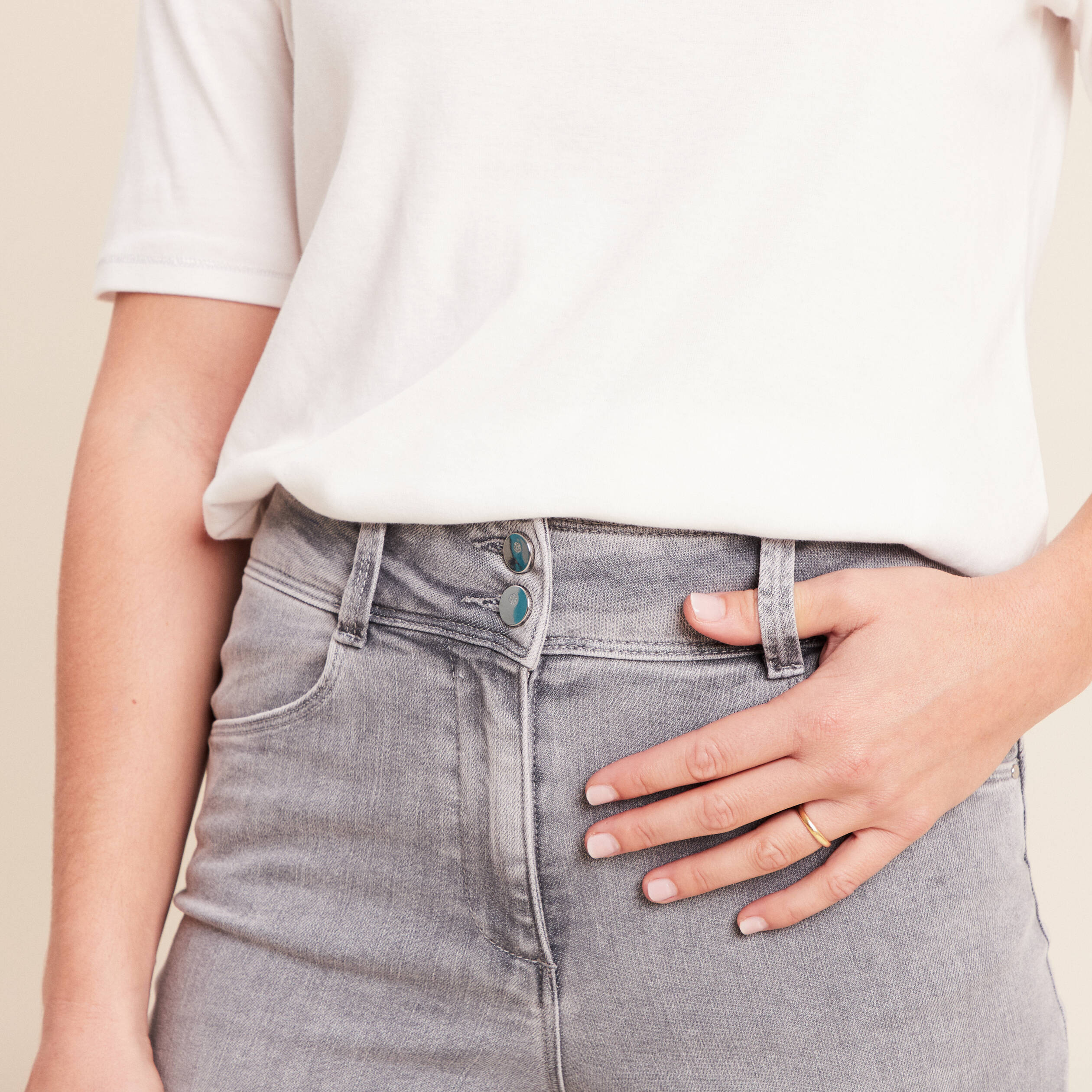 Jean taille haute denim gris clair femme | Bréal