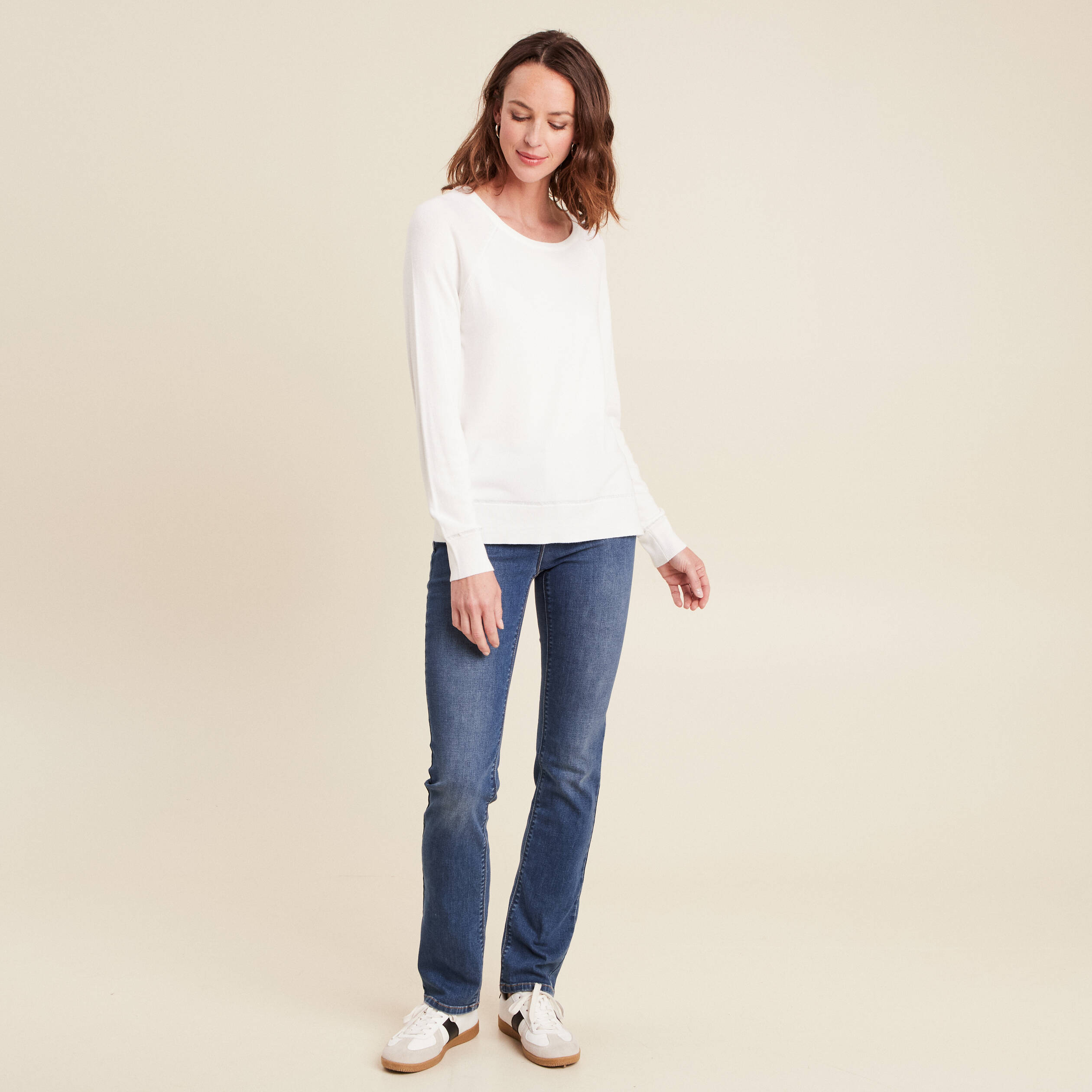 Jean droit taille basculée denim stone femme | Bréal