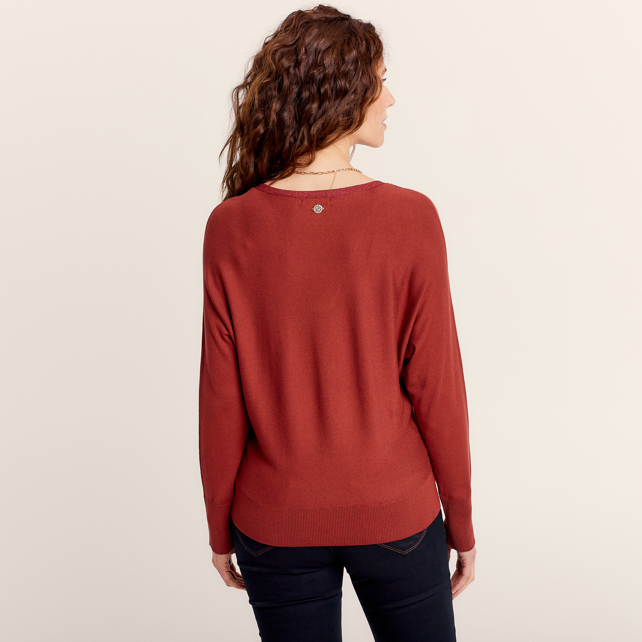Pull Manches Longues Marron Cognac Femme Bréal