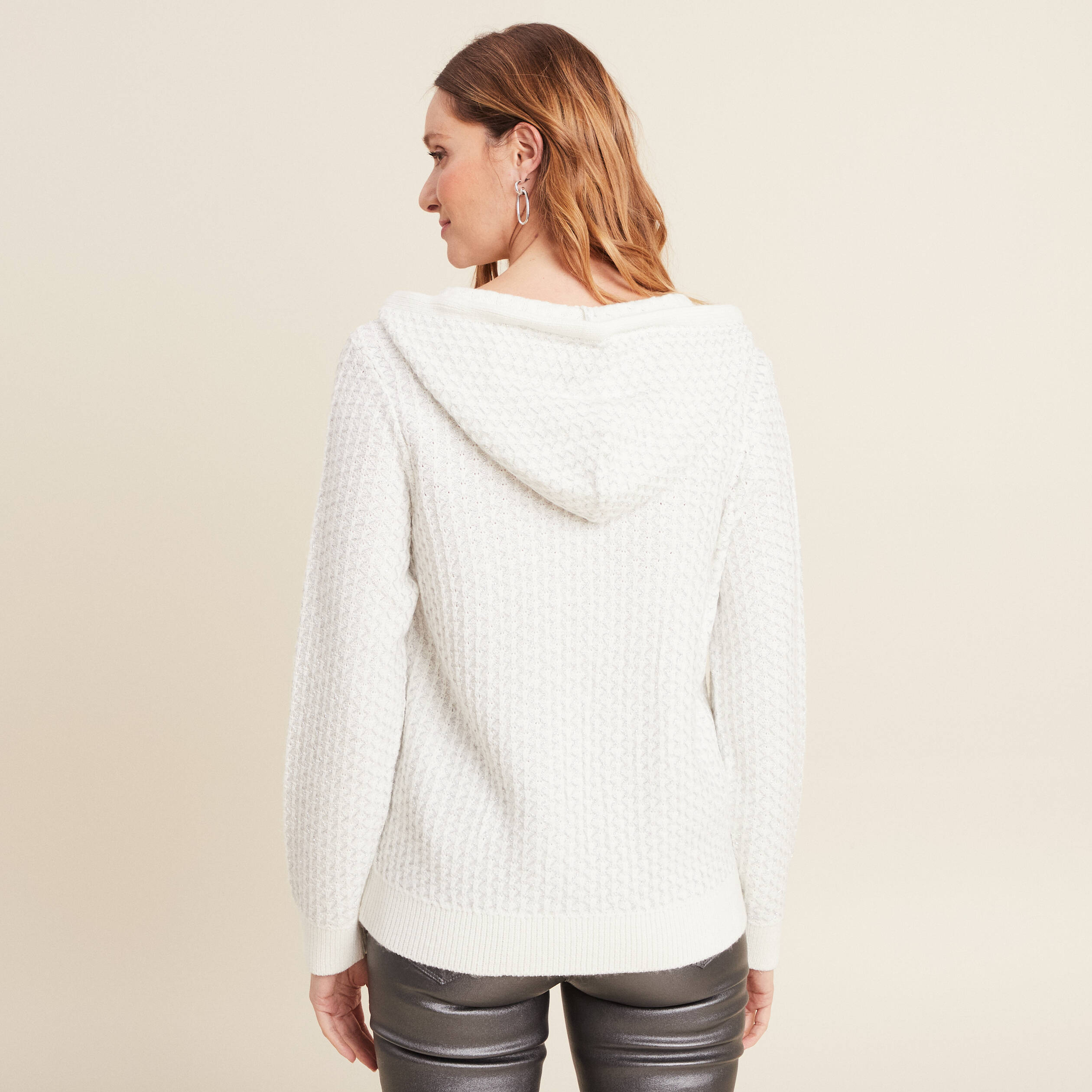 Pull avec capuche ecru femme | Bréal
