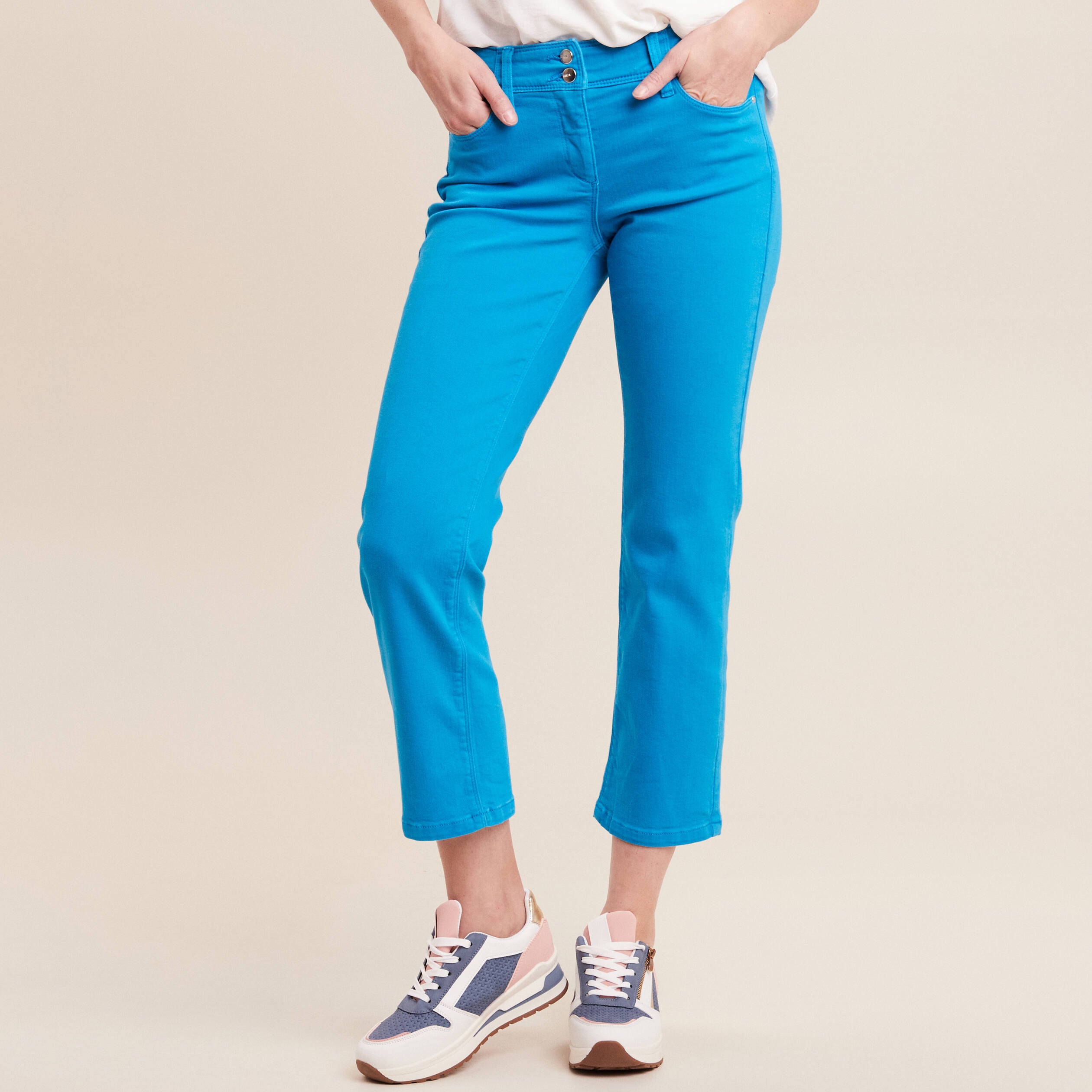 Jean droit taille basse 7/8ème bleu femme | Bréal