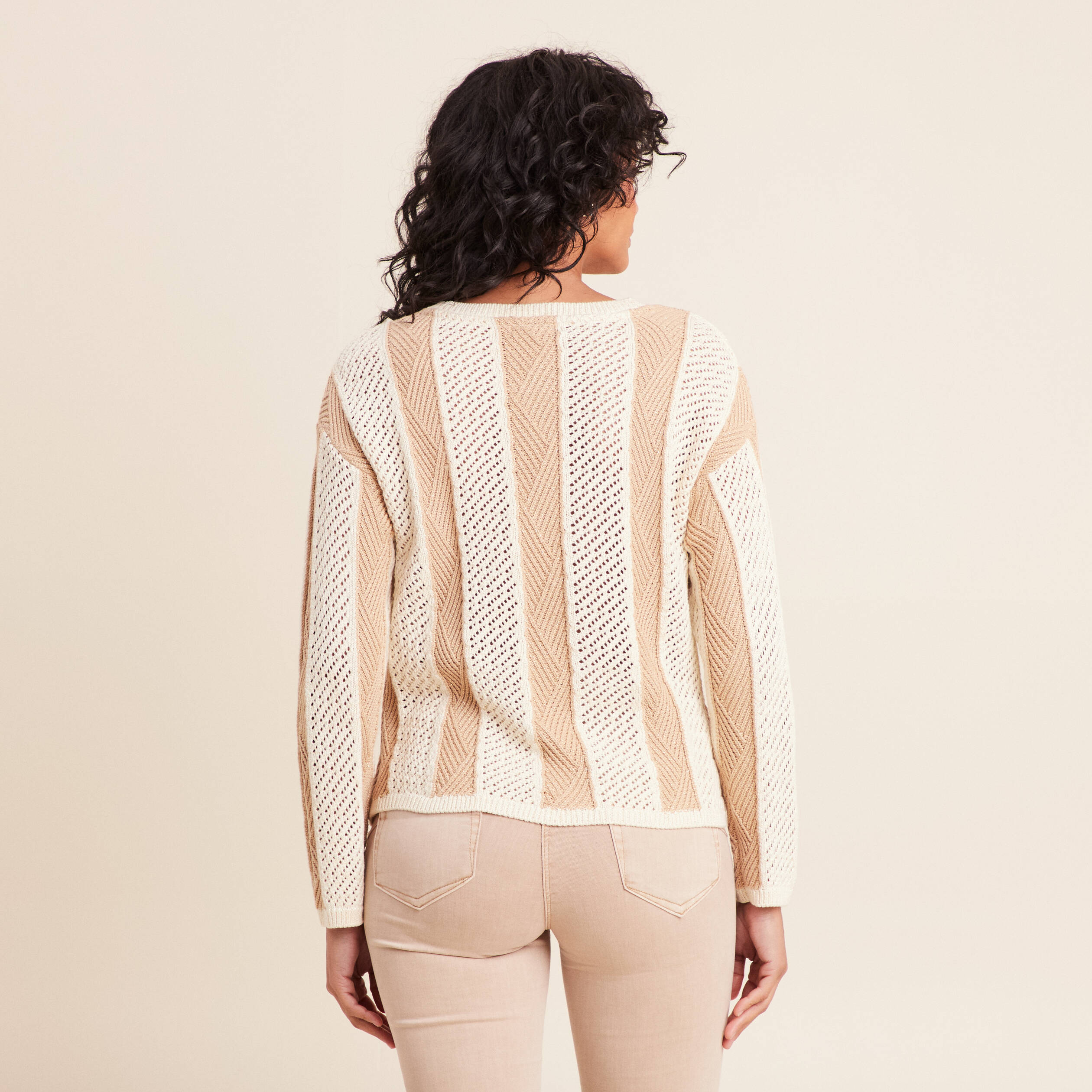 Pull col rond manches longues marron femme | Bréal