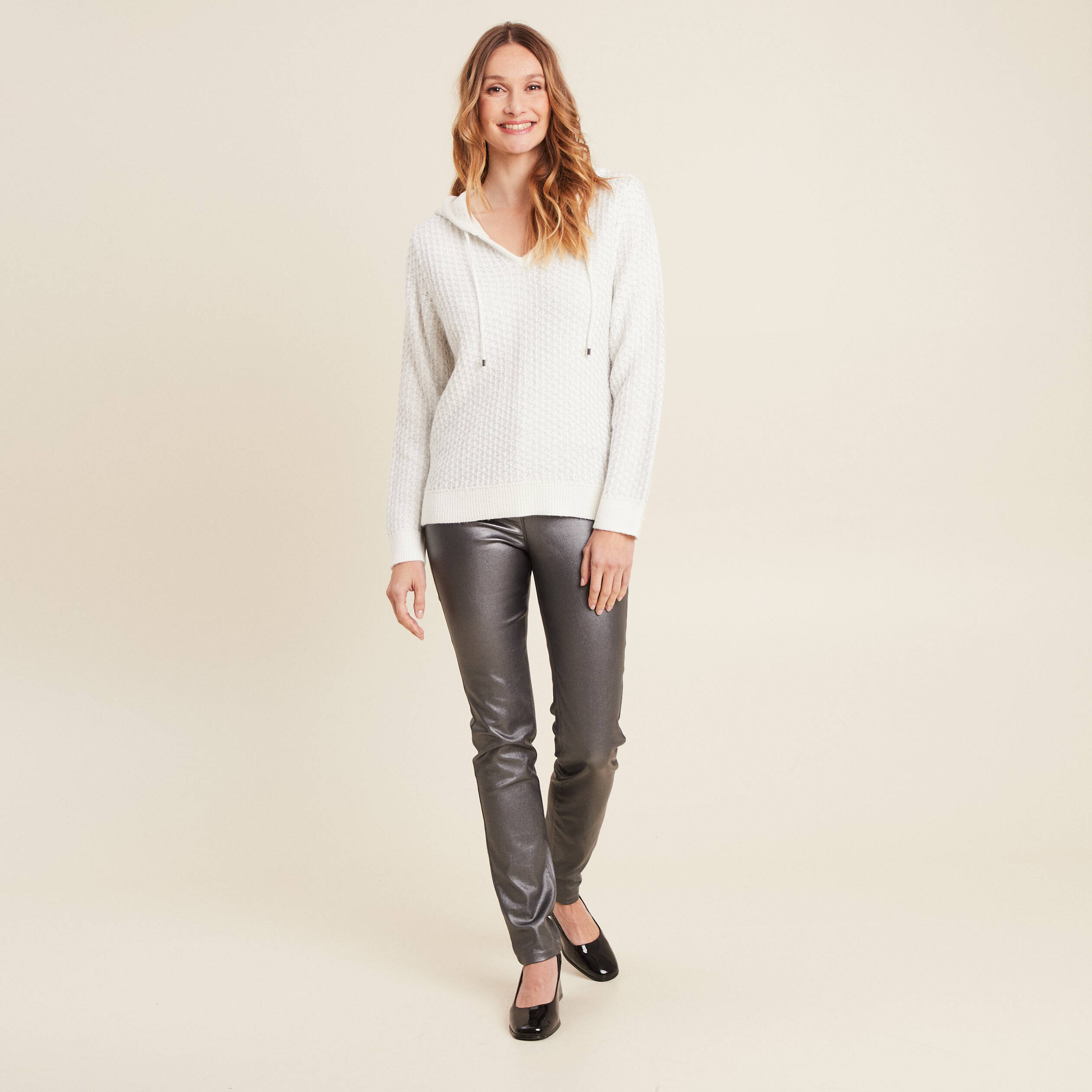 Pull avec capuche ecru femme | Bréal