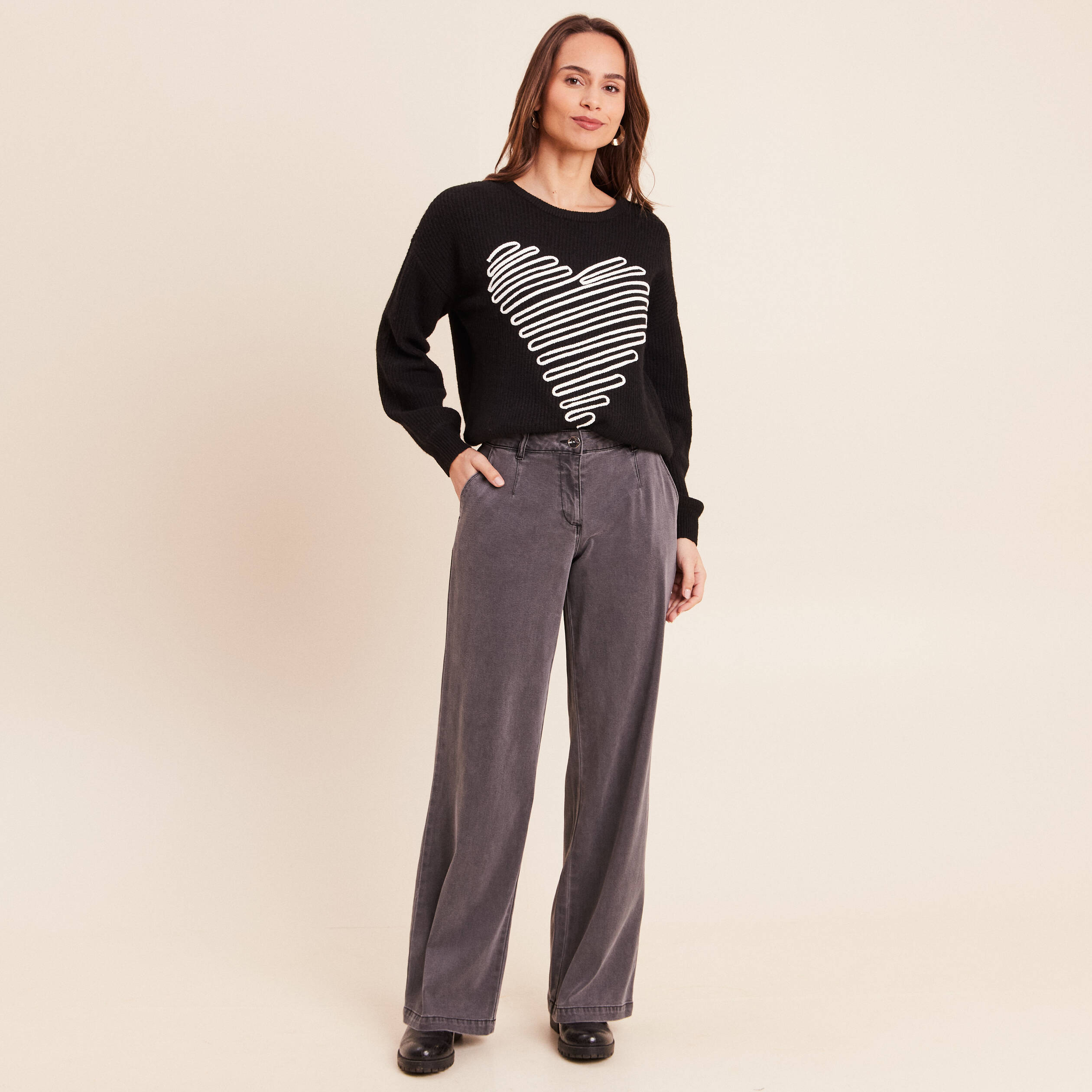 Jean denim gris femme | Bréal