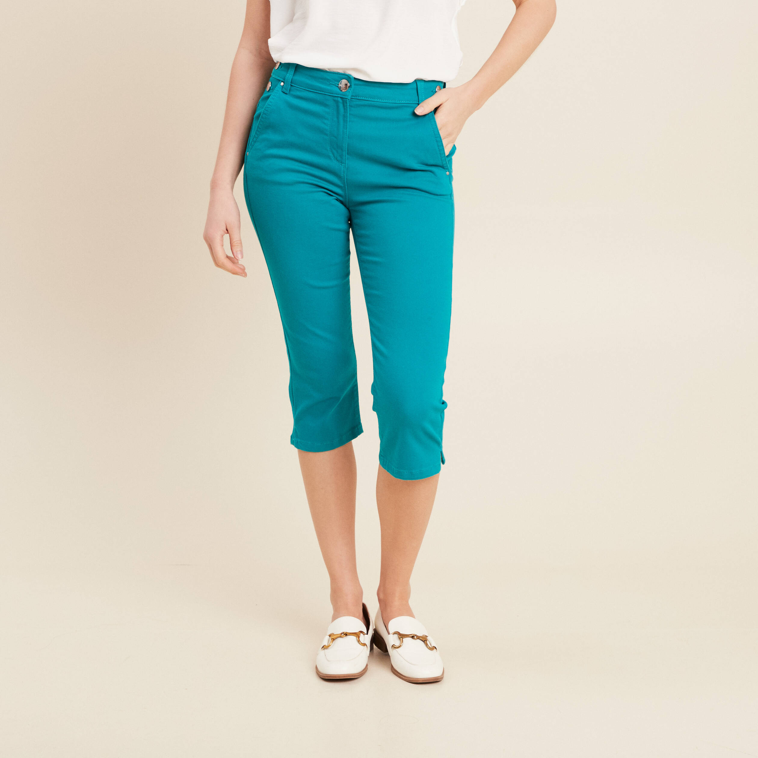 Pantacourt droit vert émeraude femme | Bréal