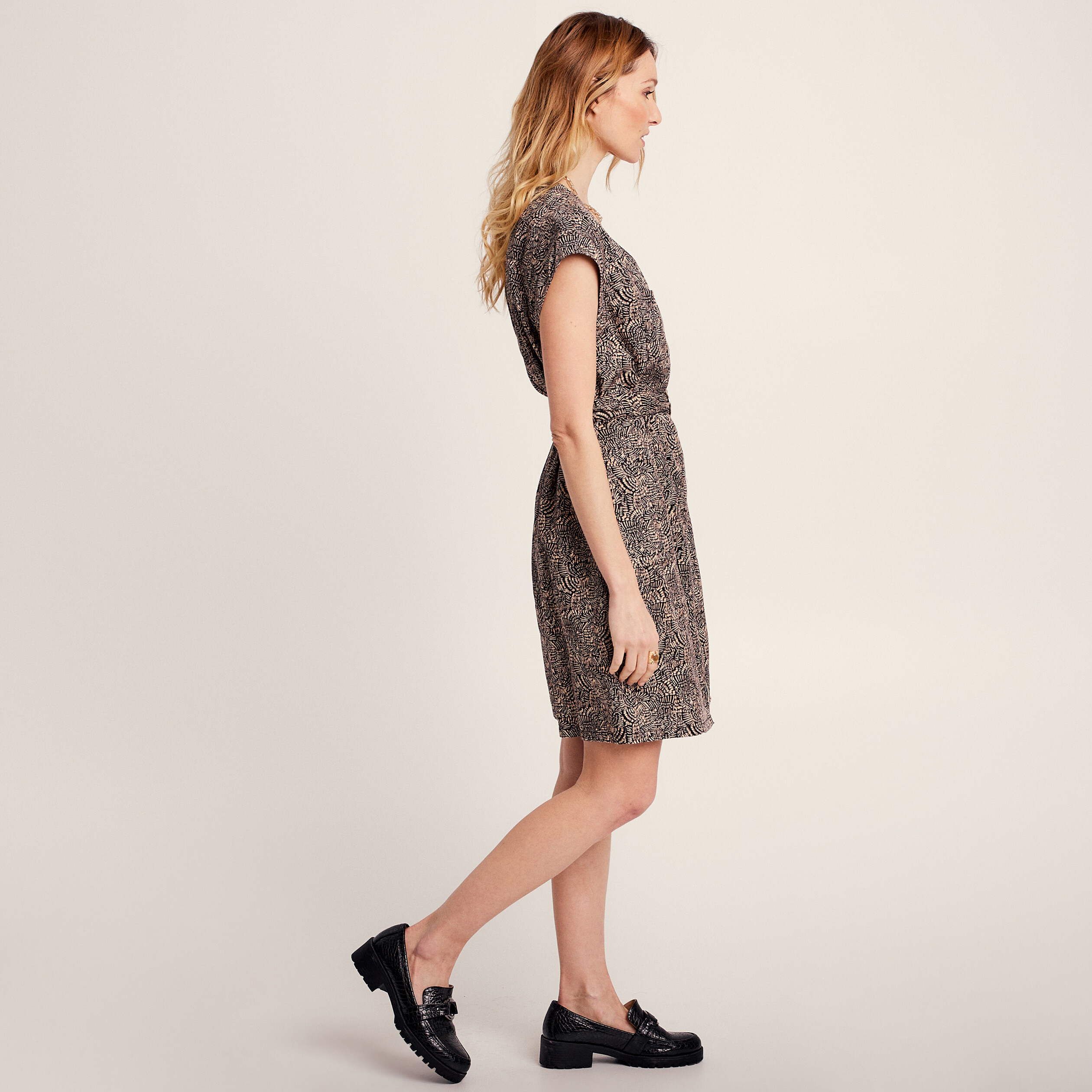 Robe droite zippée ceinturée noir femme | Bréal