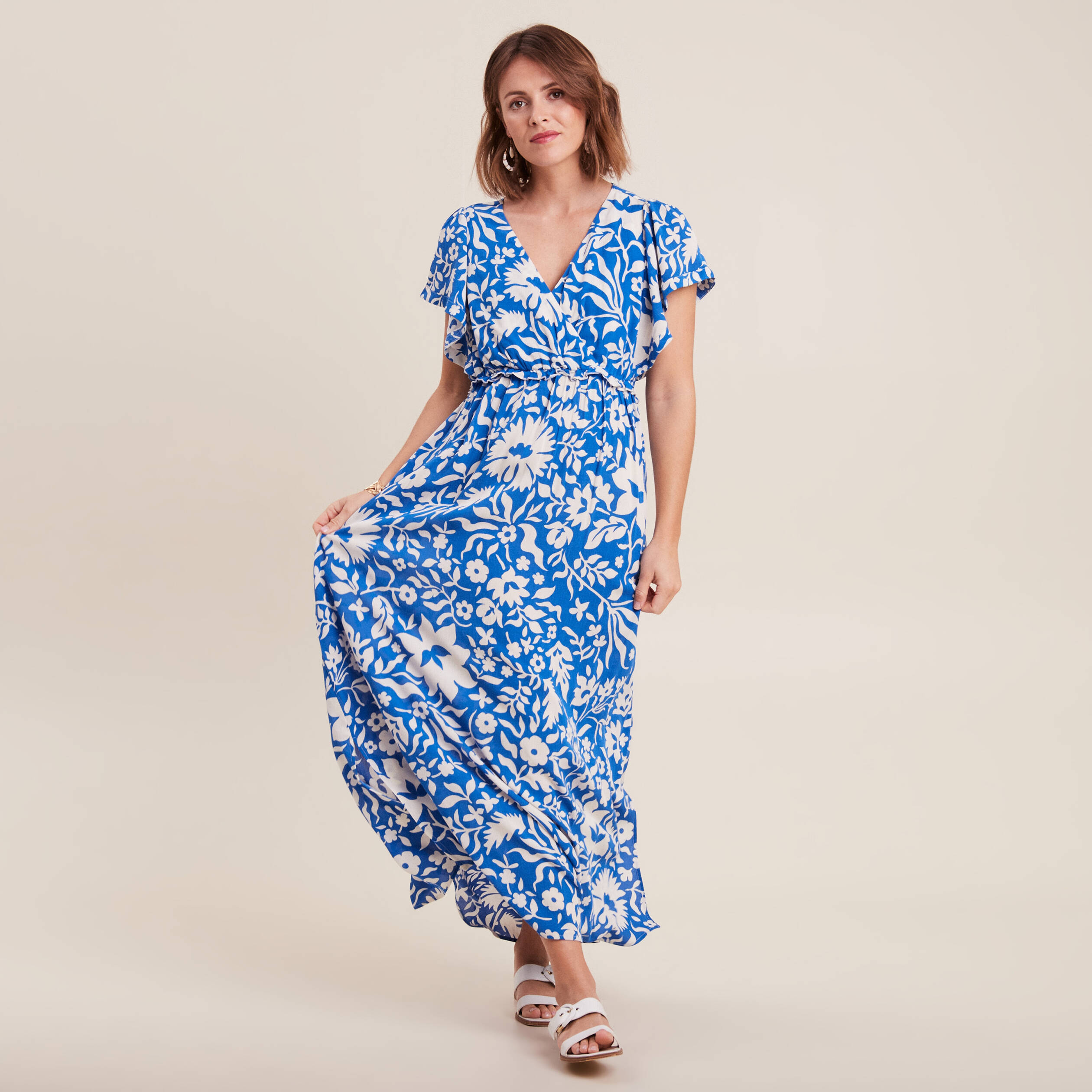 Robe longue droite bleu electrique femme | Bréal