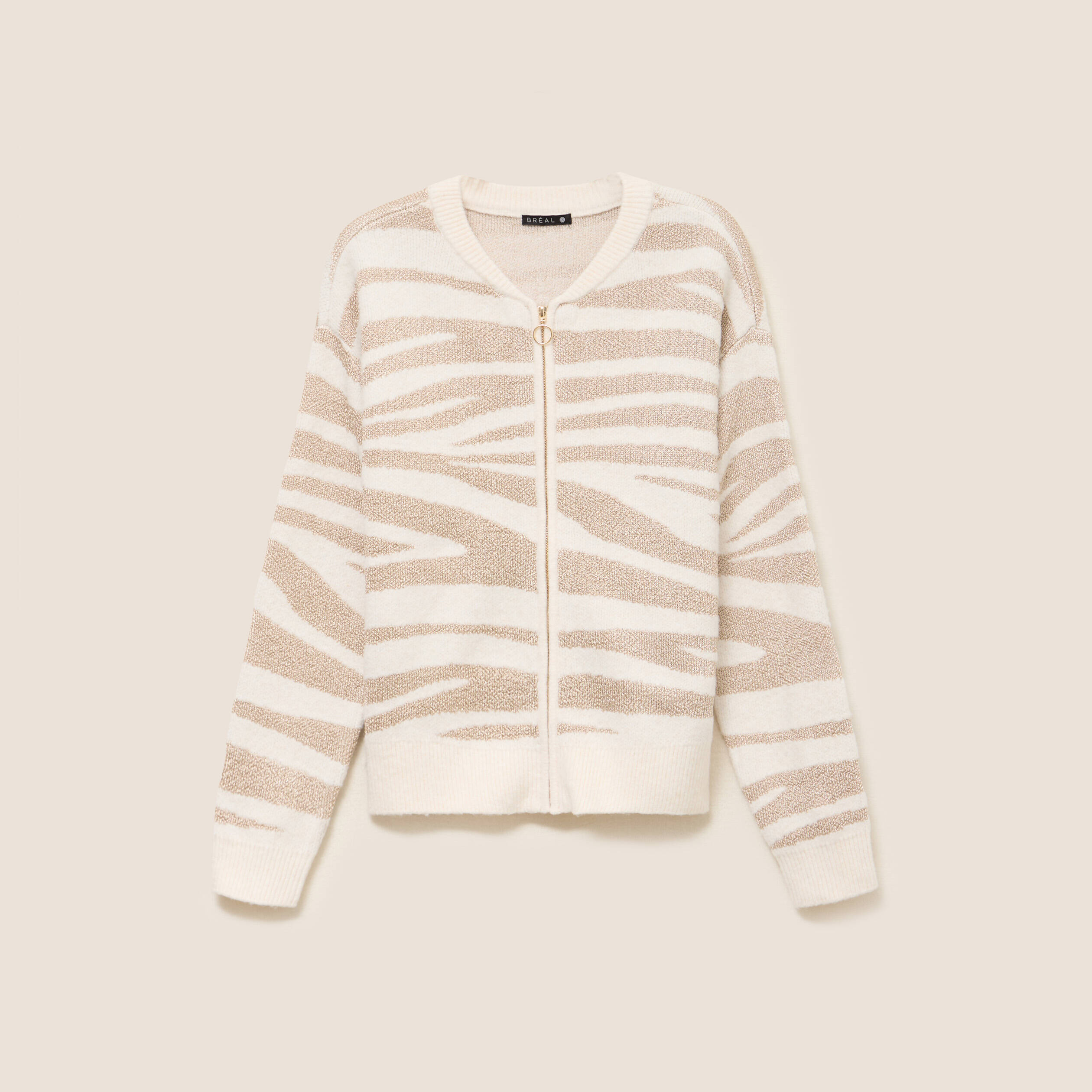 Gilet droit mi-long col rond blanc femme | Bréal
