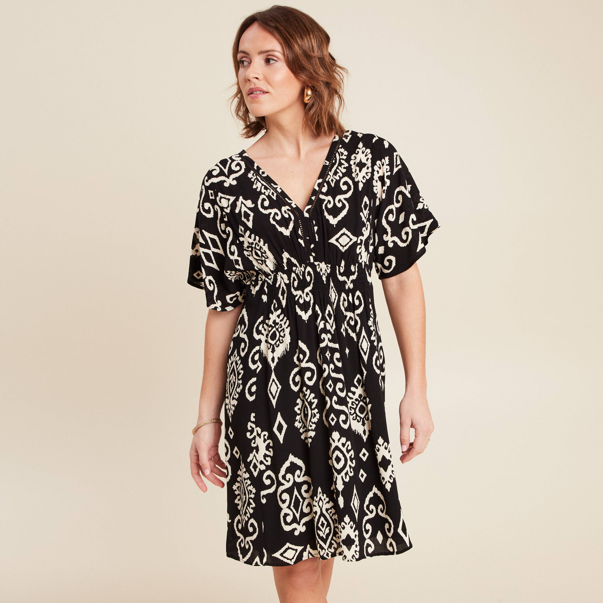 Robe évasée fluide noir femme | Bréal