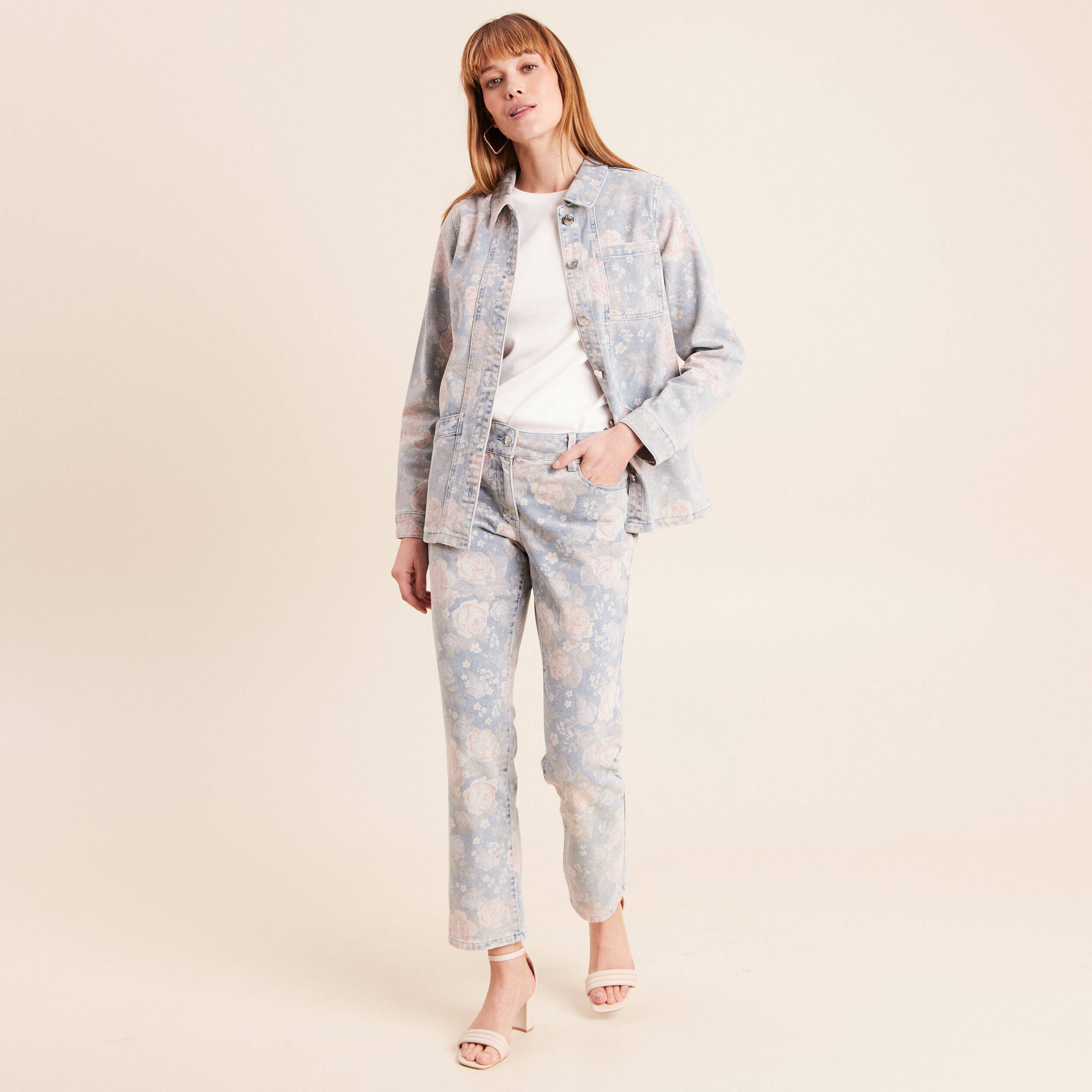 Jean coupe droite 7/8ème taille standard rose femme | Bréal