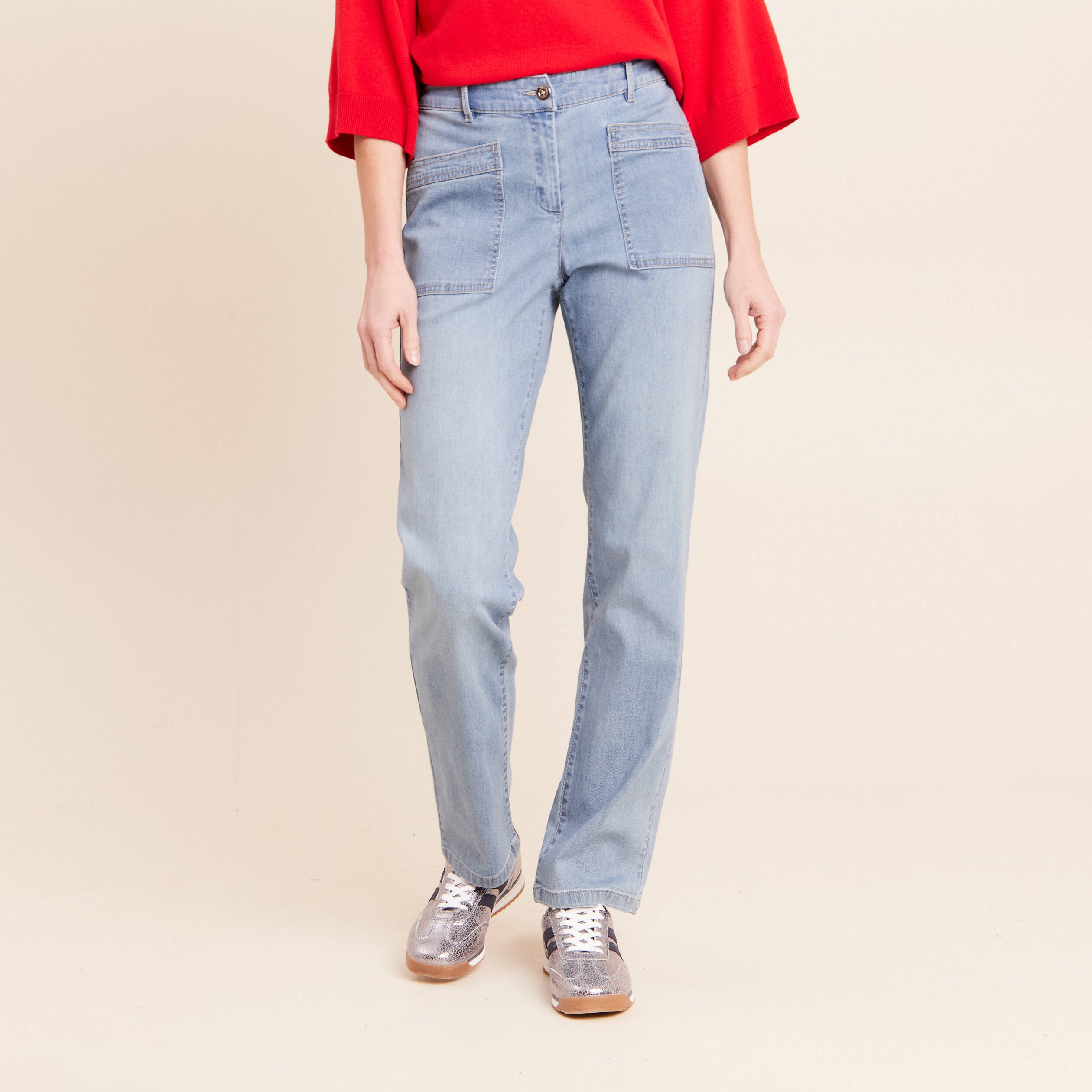 Jean coupe mom taille haute denim double stone femme | Bréal