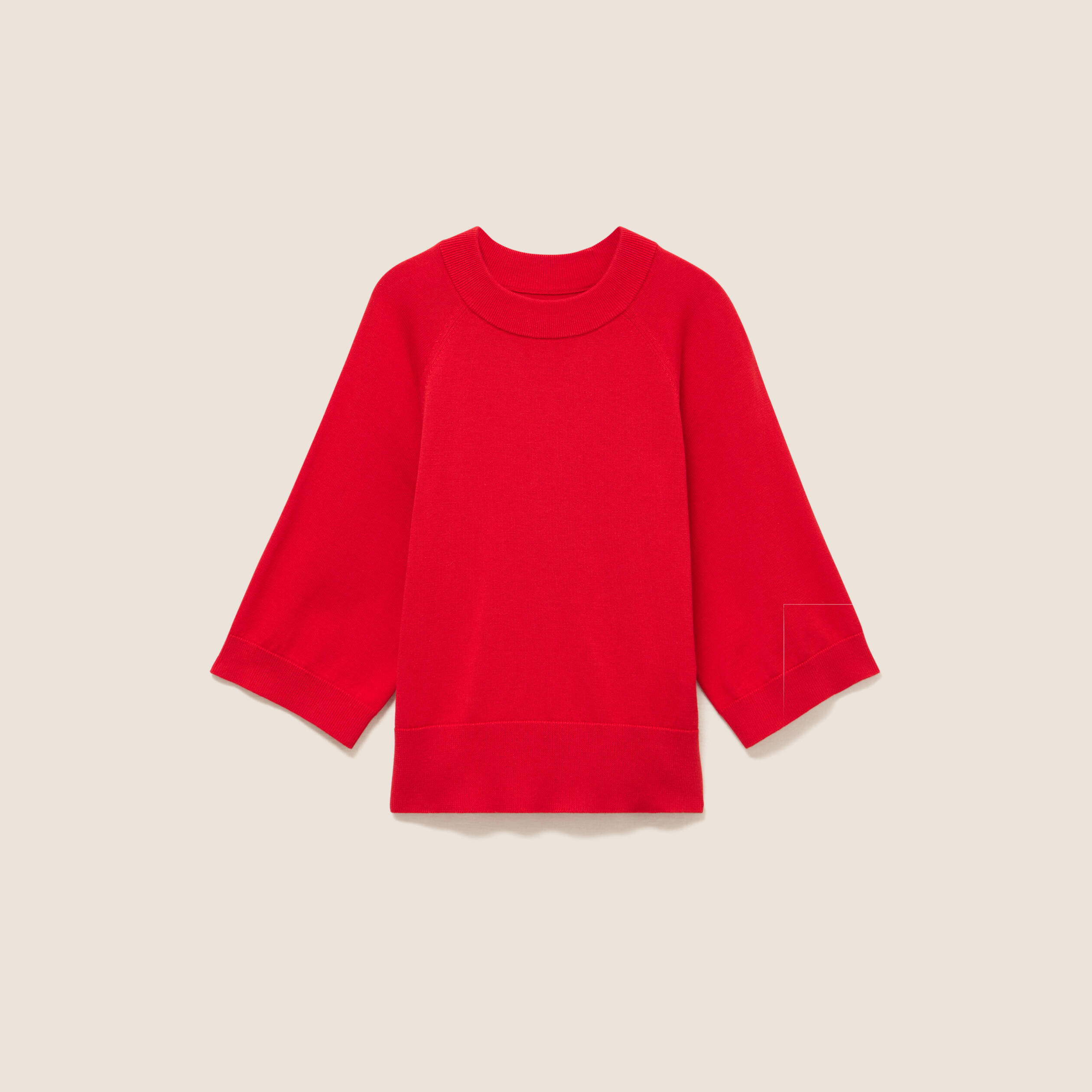 Pull fin col rond manches coudes rouge fluo femme | Bréal
