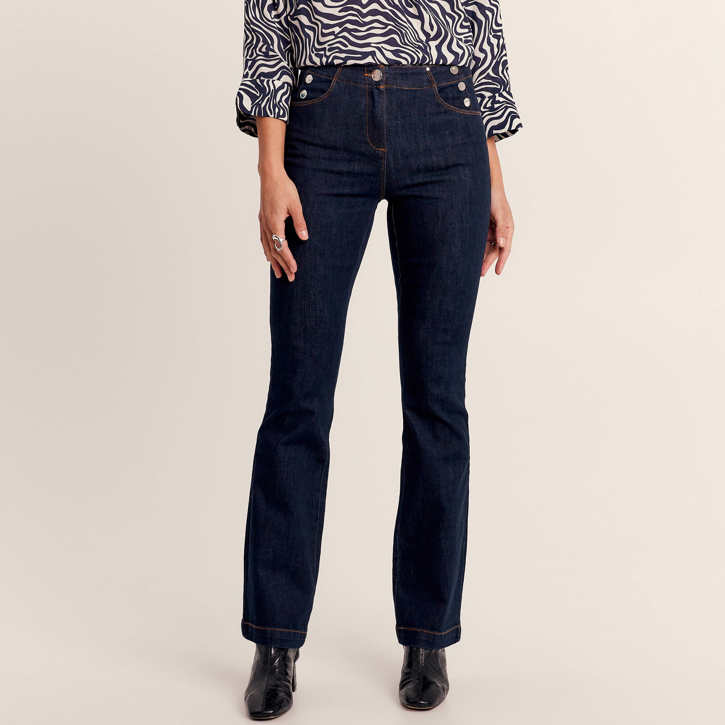 Jean bootcut taille basse denim brut femme | Bréal