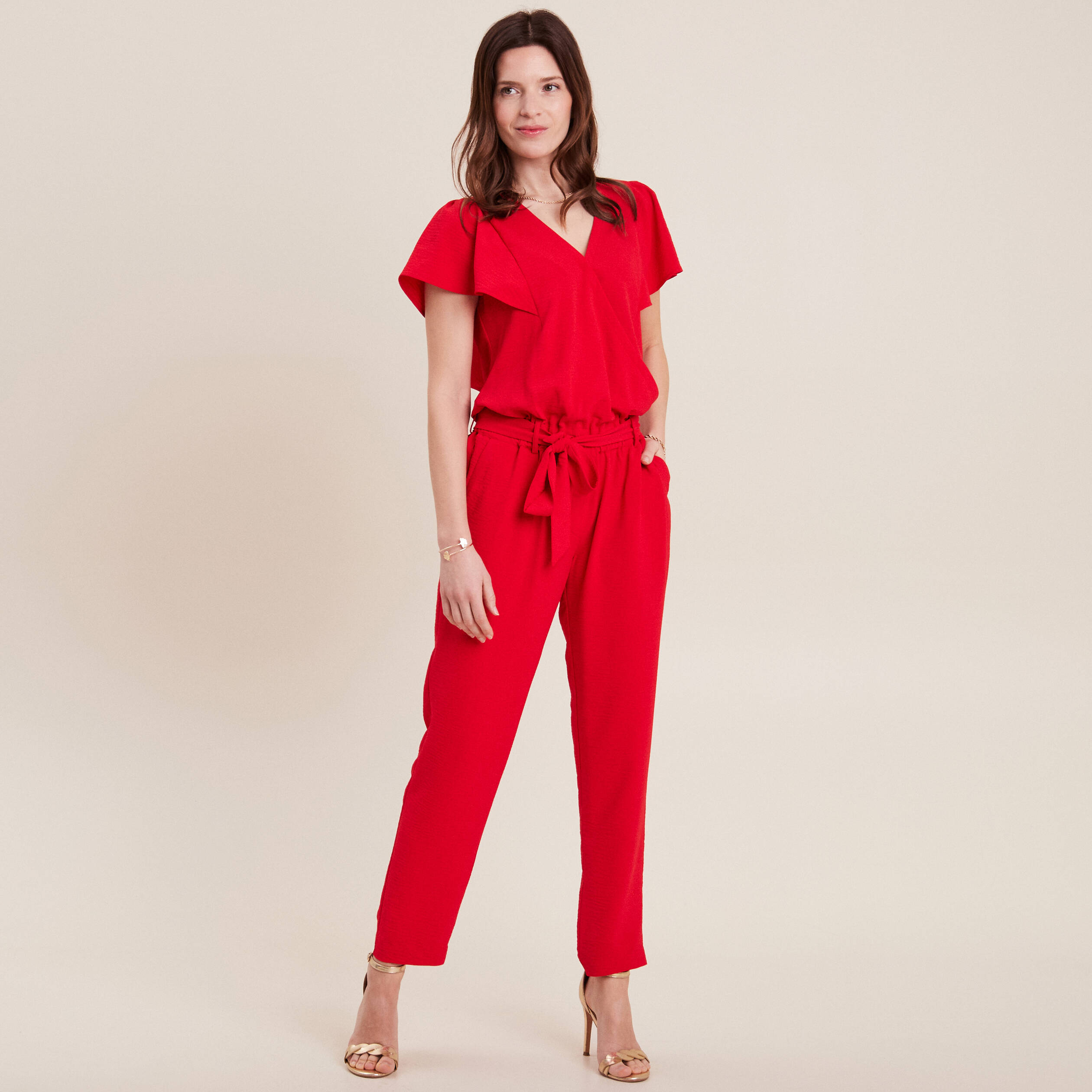 Combinaison pantalon droite rouge femme | Bréal